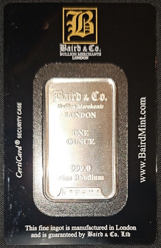1 oz Rhodium Bullion - Baird & Co. | eBay