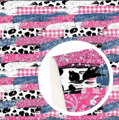 Cow Brushstroke gingham FAUX LEATHER SHEET 8 X 12" 1143454 COW BANDANA ...