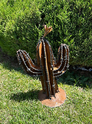 SAGUARO METAL ART , RUSTED METAL , PATIO , CACTUS , BARBWIRE , RUST | eBay