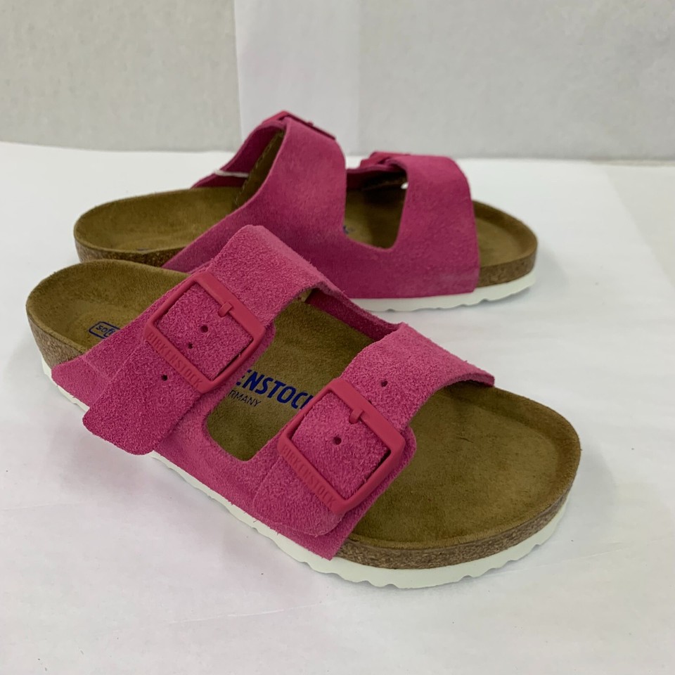 Birkenstock New w/ Box Arizona Fuchsia Tulip Suede Leather Soft Footbed ...