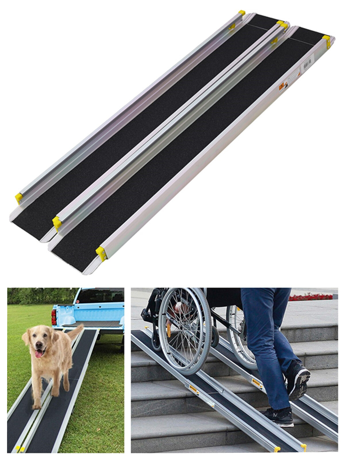 7FT Non Skid Telescopic Wheelchair Ramp Access Ramps Aluminum Entry ...