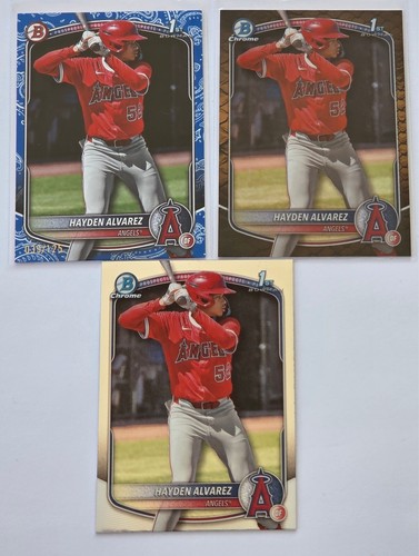 Hayden Alvarez 2025 Bowman 3 1st Bowman Lot: Blue Pattern, Reptilian ...
