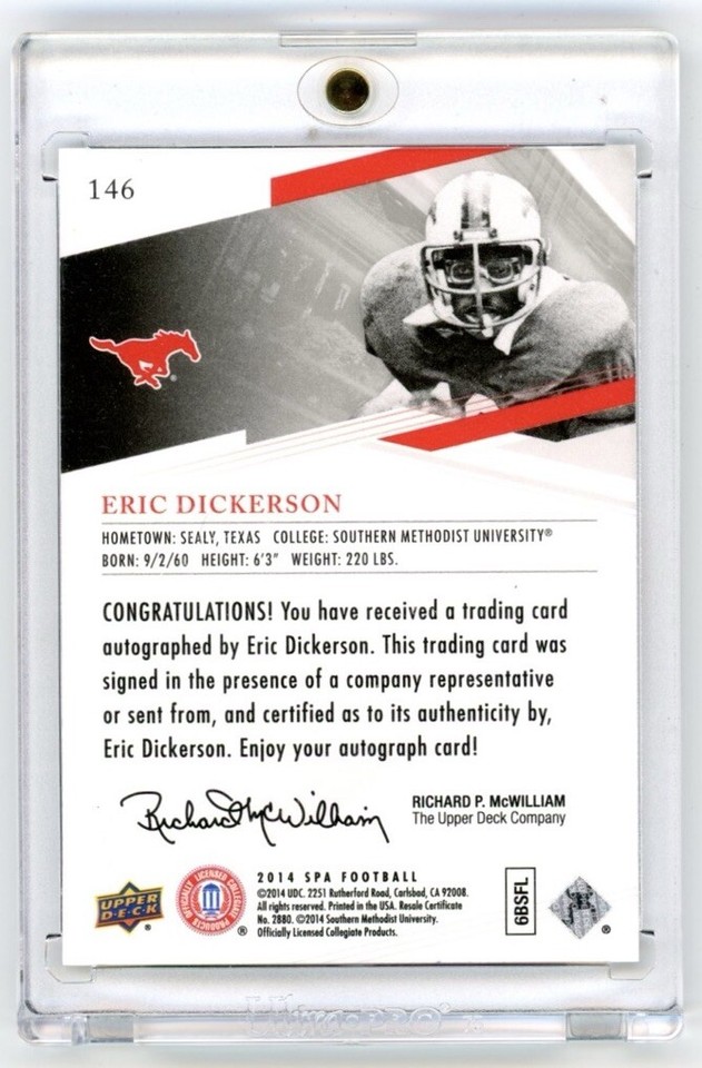 2014 Upper Deck SP Authentic Collegiate Eric Dickerson On Card Auto SP ...