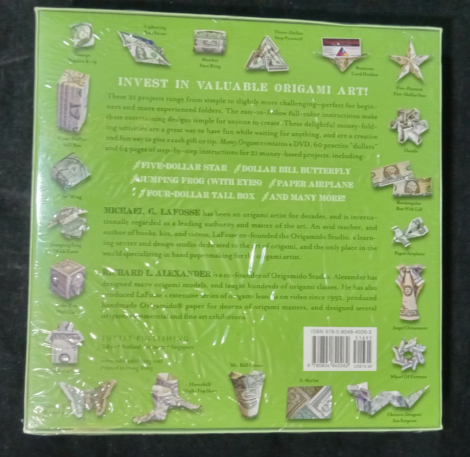 Money Origami Kit with Instruction DVD, Book & 60 Practice Dollars- 21 ...