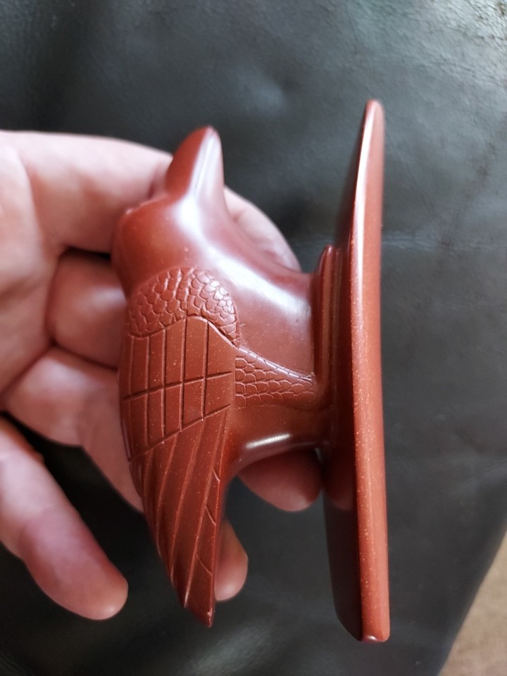 NATIVE AMERICAN CEREMONIAL PIPE BOWL CATLINITE CHASKA BIRD CROW RAVEN ...