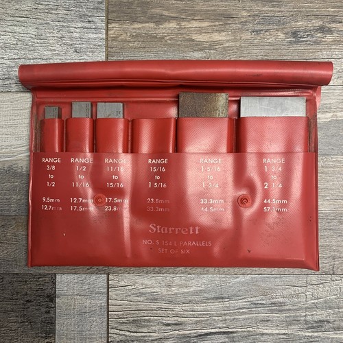 Starrett Parallels No. S 154L Set of Six 3/8 to 2-1/4 Range W/ Pouch ...