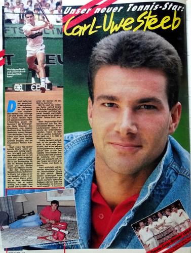 Charly Steeb 2 BRAVO Seiten A4 80er Poster Plakat 1989 - 27, 1 Carl Uwe ...