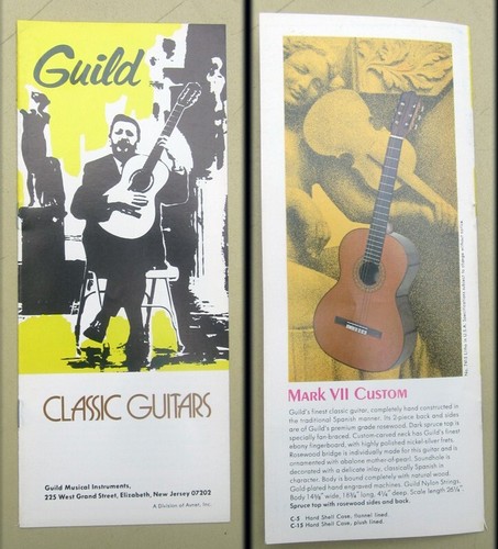 1970s Vintage Guild Classic Guitar color catalog brochure shows all ...