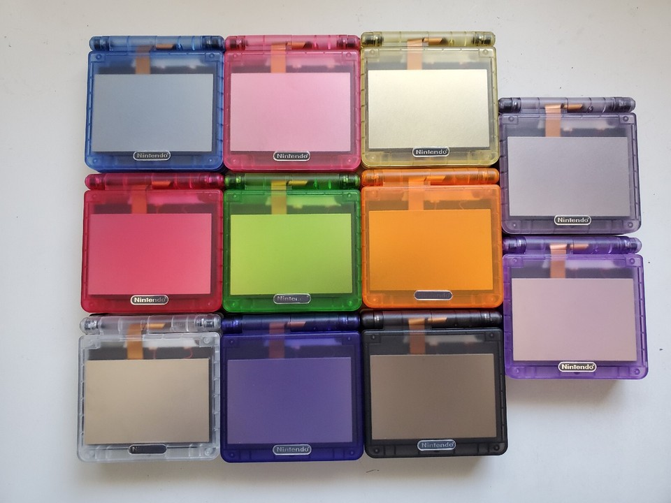 Nintendo Game Boy Advance GBA SP Clear Purple, green, blue System AGS ...