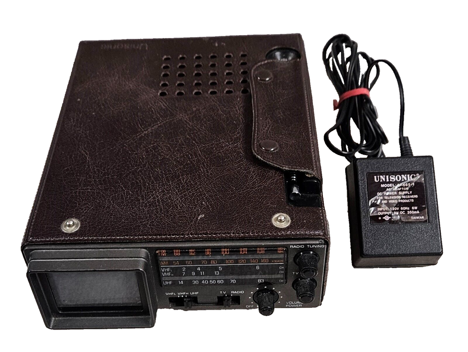 VINTAGE UNISONIC AM/FM 2 BAND RADIO VHF/UHF ALL CHANNEL MICRO TV XL-990 ...