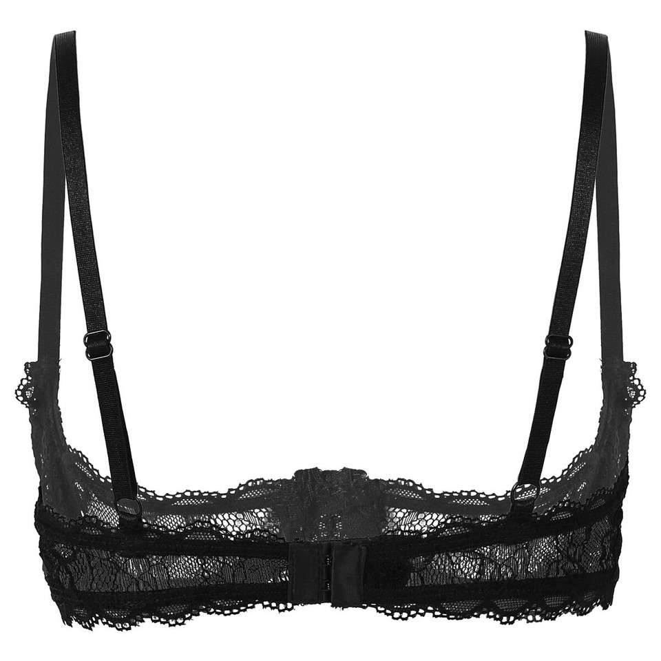 Sexy Womens Lace Quarter Cup Underwired Shelf Push Up Bra Unlined ...