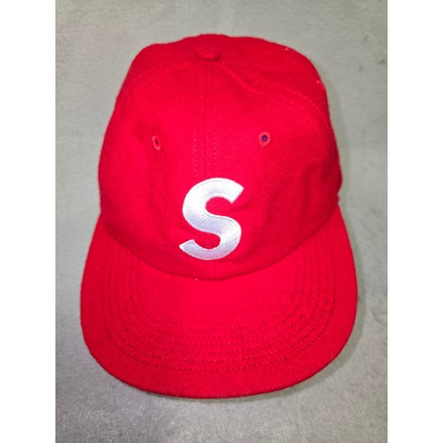 Supreme Red S Logo Fitted Baseball Cap Hat Back Leather Logo Strap | eBay