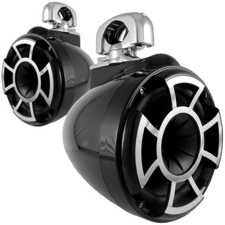 Wet Sounds REV8B-SMINI 8" Black Towers Stainless Swivel Mini Clamps SYN ...