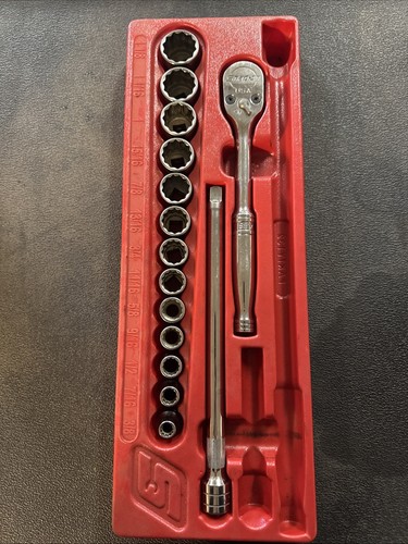 17 pc Set Snap-On 1/2" General Service Set Ratchet Extensions Socket ...