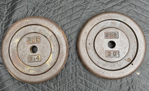 Vintage BUR Barbell Standard 1” Weight Plate 20 Lb No 4 Set Of 2 | eBay