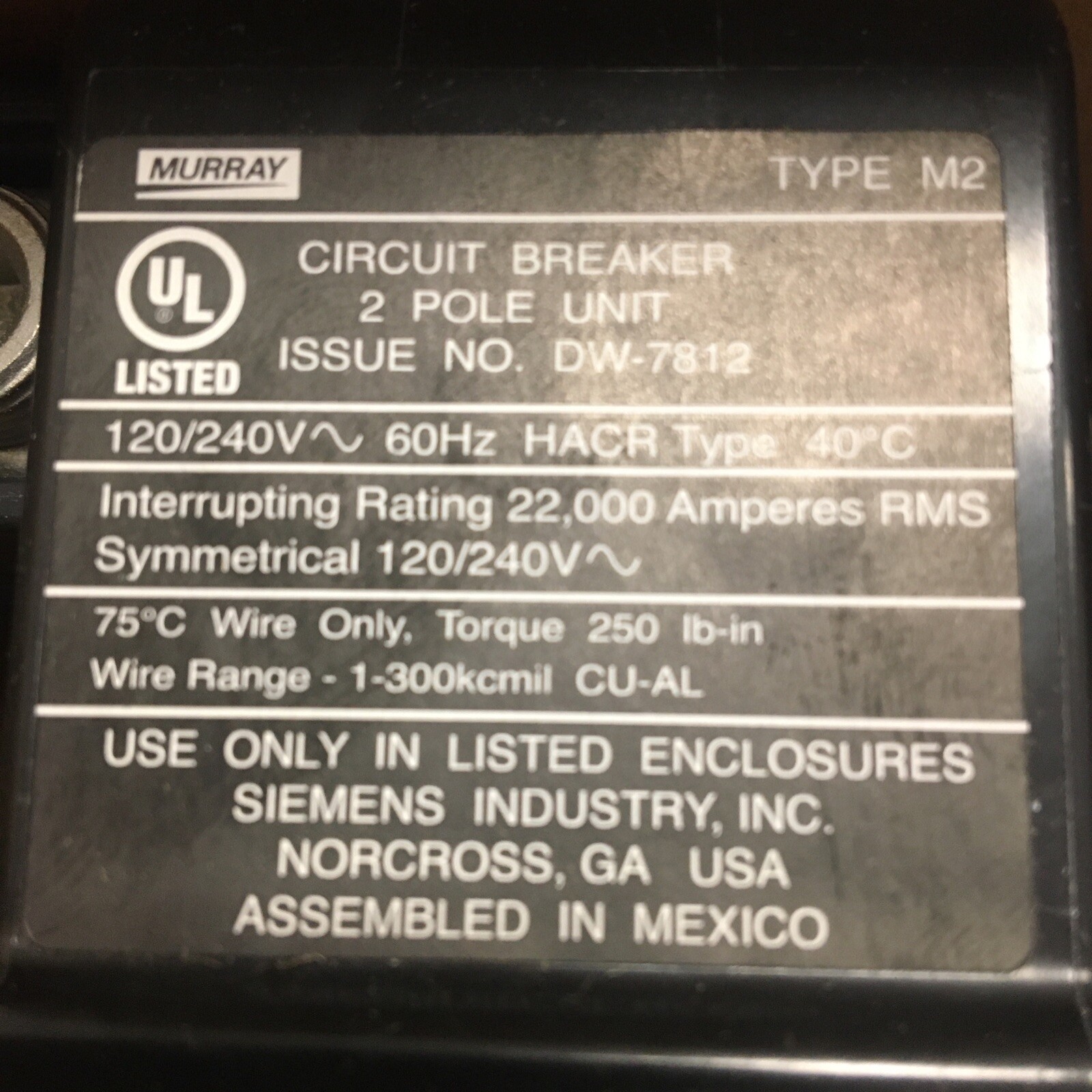 Murray MBK200M 200-amp Main Circuit Breaker for Use in Rock Solid Type ...