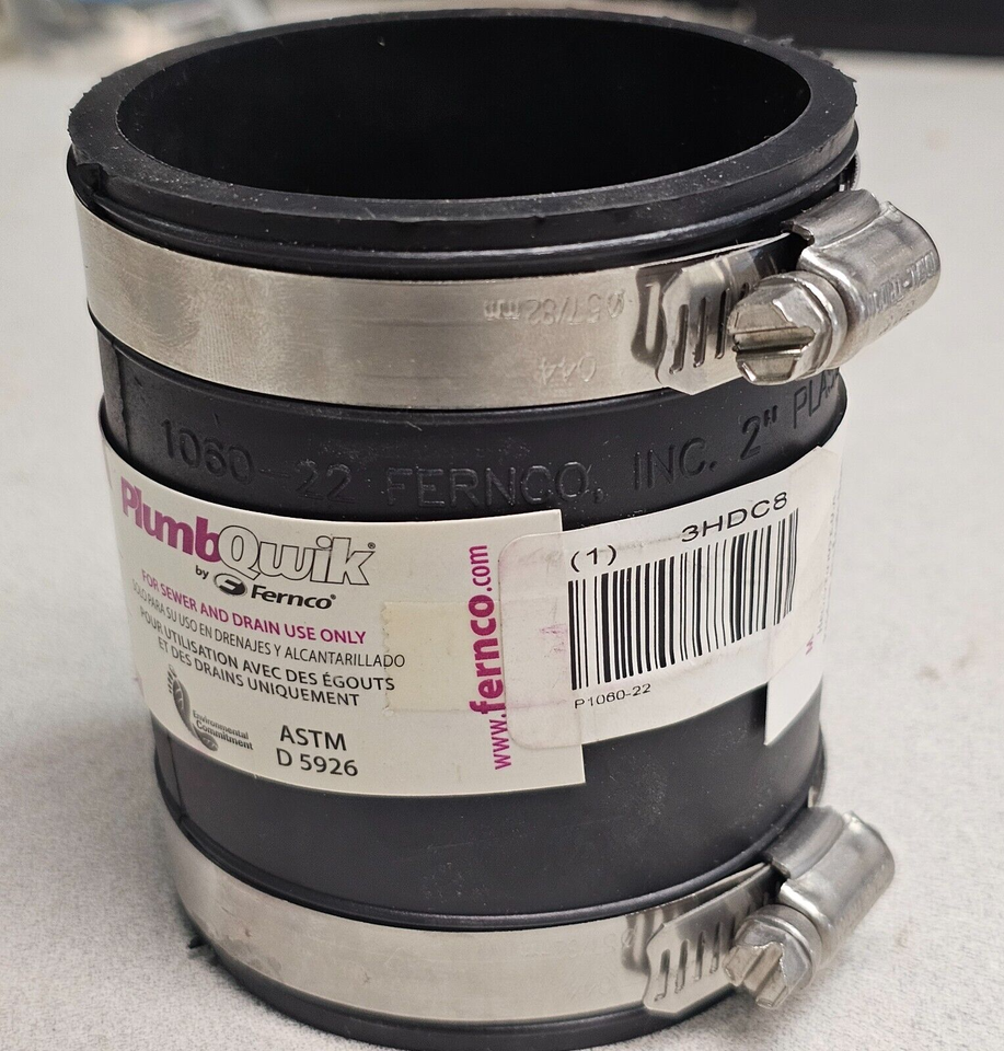 Fernco, Inc. Socket Coupling 2" x 2" PVC Flexible Coupling #1060-22 | eBay