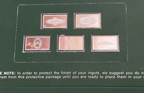 1975 The Centennial Car Ingot Collection 5 Silver Ingots Sealed Ford ...