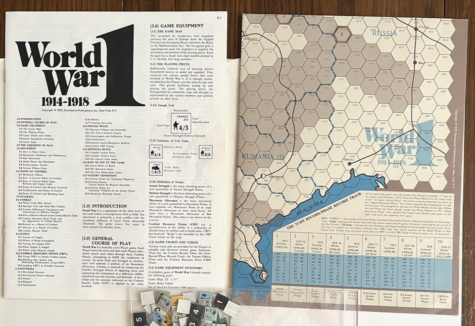 World War 1, 1914-1918. SPI Folio Game, 1975. Punched -never played ...