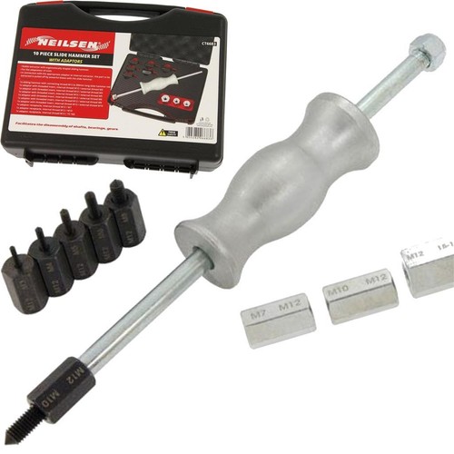 Neilsen 10pc Sliding Slide Hammer Puller Extractor Adaptors M12 Thread ...