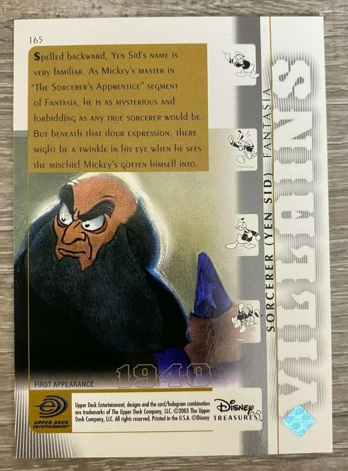 2003 Upper Deck Disney Treasures Villains #165 Sorcerer Yen Sid ...