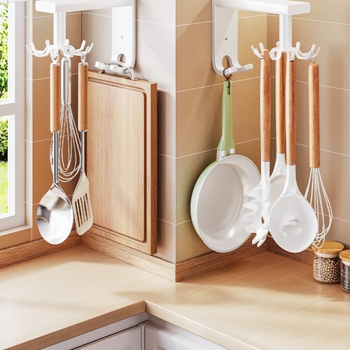 Sturdy Wall Mounted Spoon Holder with 8 Rotating Hooks for Easy Access ...