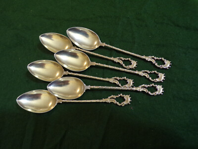 Satz Moccalöffel für 6 Personen Rocaille Rokoko Durchbruch in Silber ...