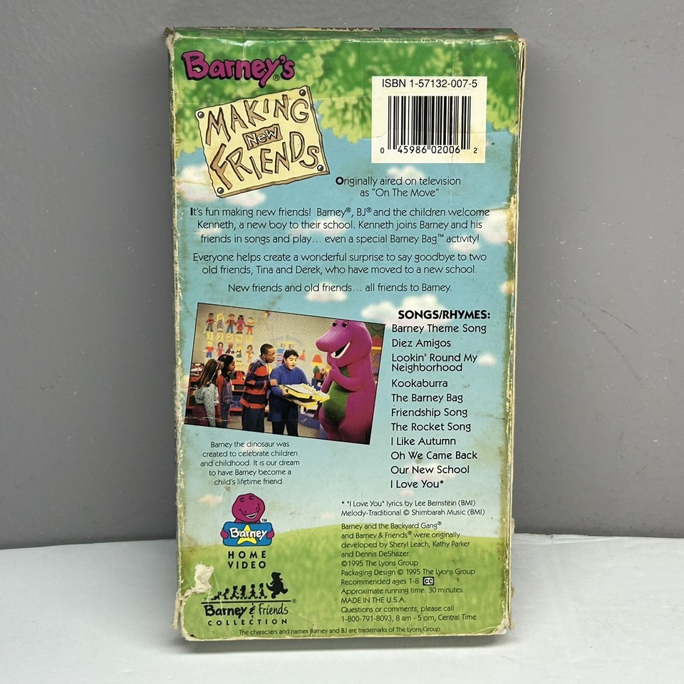 Barney Making New Friends VHS 1995 Video Tape PBS Kids TV Show Paper ...