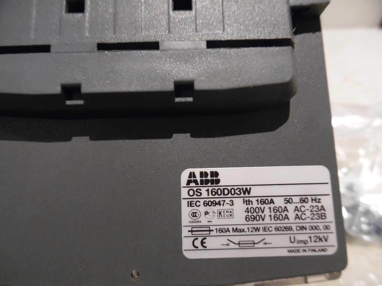 ABB OS160D03W-71 Switch Fuse OS160D03W 160A 400-690V DIN w/ OHB65J6 ...