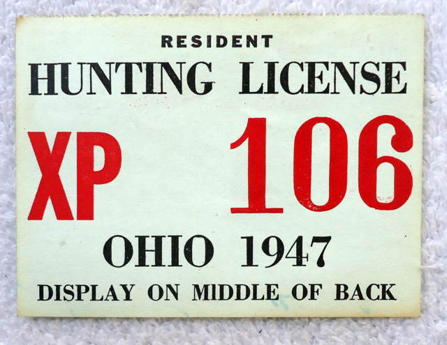 1947 OHIO HUNTING LICENSE XP 106 #D5 | eBay