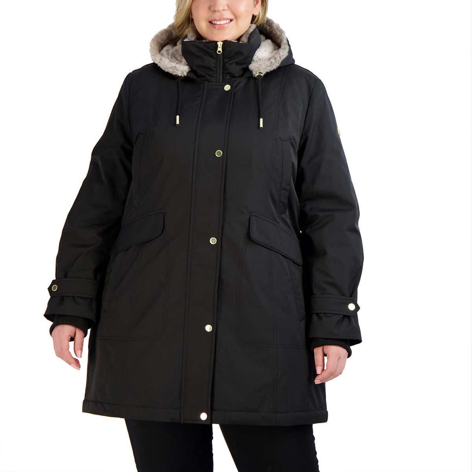 1 Madison Ladies' Parka Jacket Coat with Hood , Size L, Black | eBay