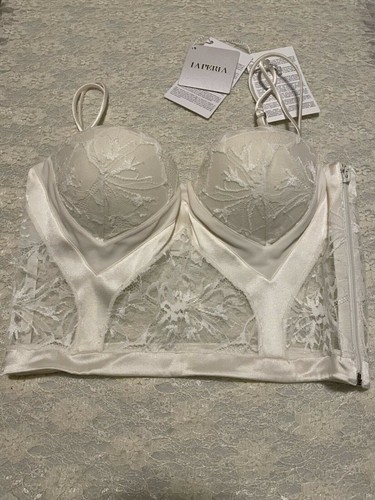 La Perla Wisteria 34B Bodice Bustier Bra Lace Silk Off White Bridal ...
