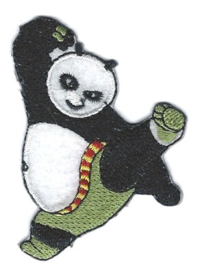 2X3" fighting Panda bear IRON ON PATCH Sew On Patch martial arts clumsy ...