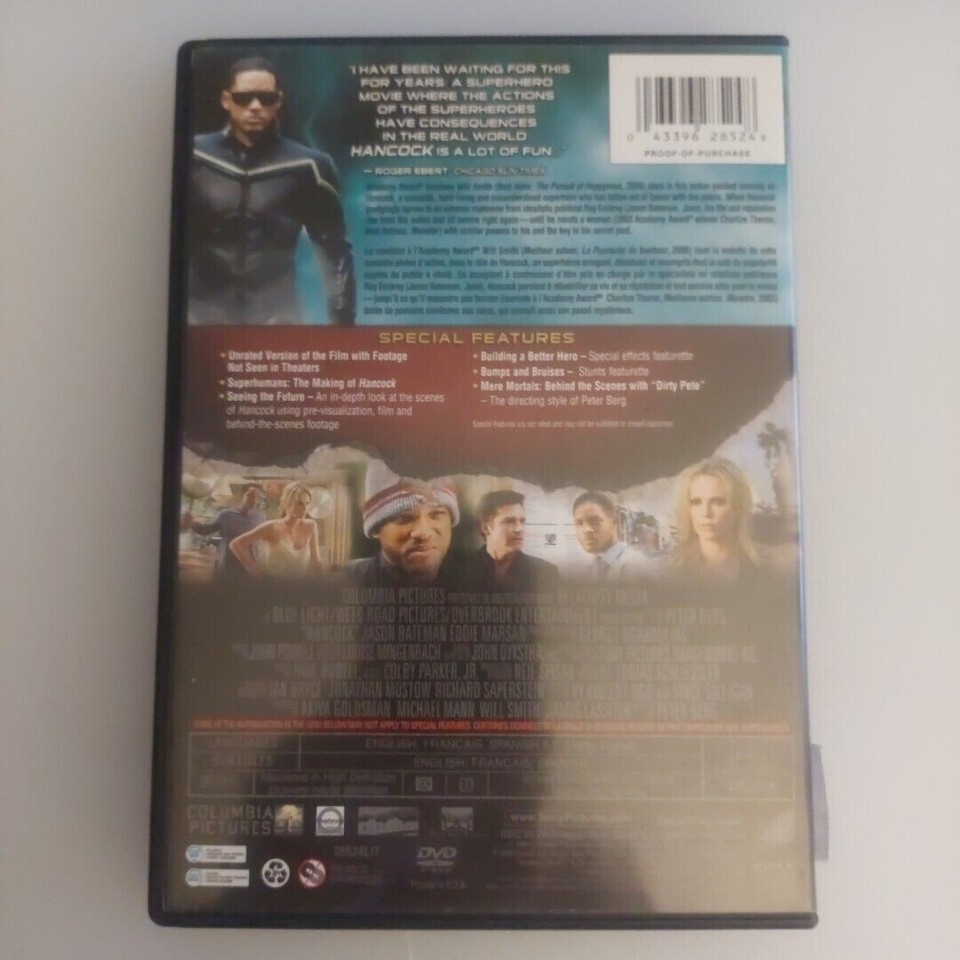 Hancock DVD + Bonus Disc Unrated Widescreen English French Spanish ...