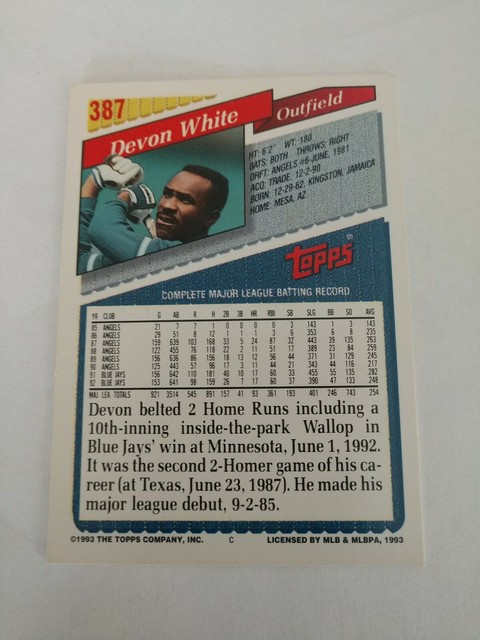 1993 Topps - #387 Devon White for sale online | eBay