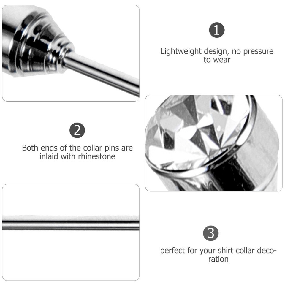 Collar Pin Mens Collar Stay Necktie Pin Rhinestone Clip Decor | eBay UK