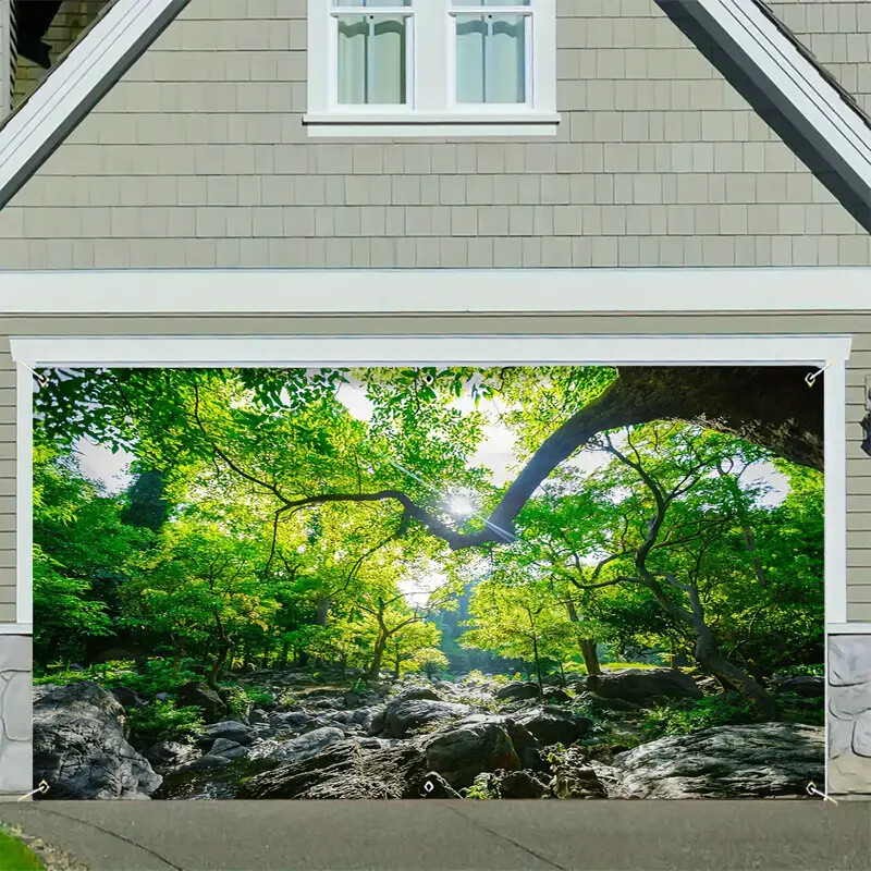 Forest Stream Sunlight Garage Door Cover Door Banner Holiday Party ...