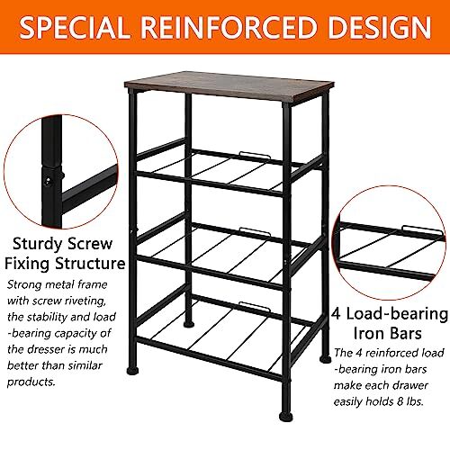 Tall Dresser Storage Drawers Stand with 3 Removable Fabric Drawers ...