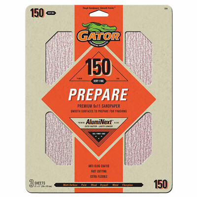10 PAK Gator Premium EZ123; 3 Pack; 9inx 11in 150 Grit; Sandpaper Sheet. | eBay