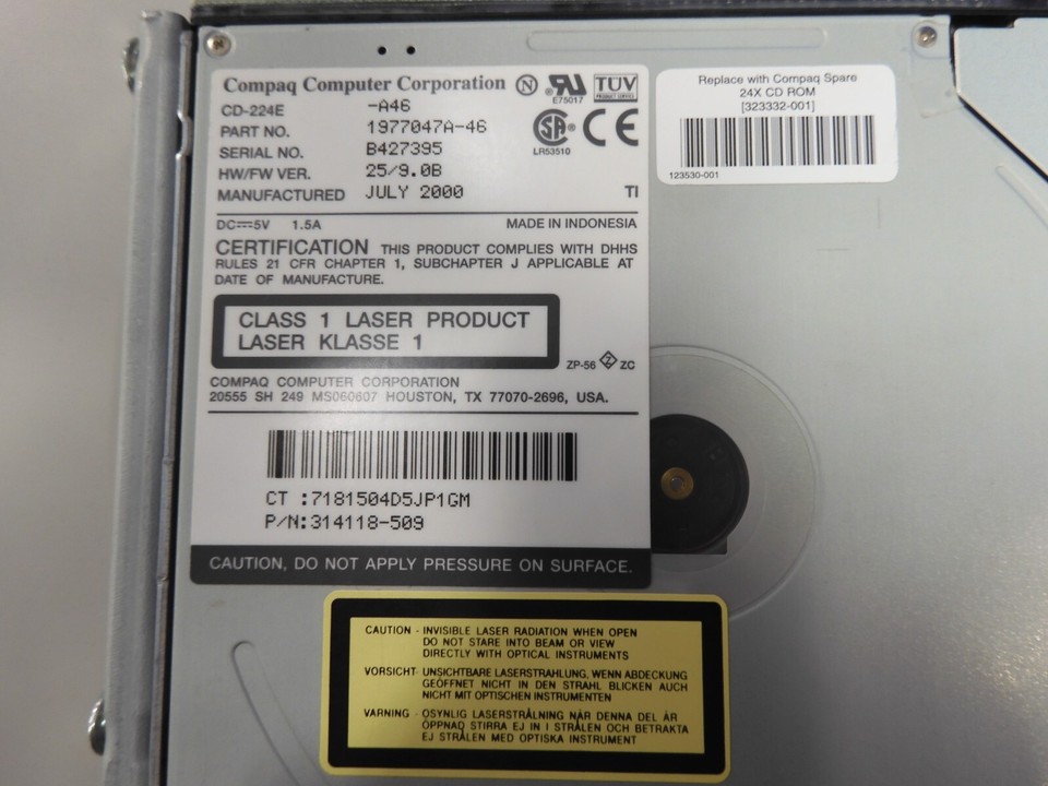 COMPAQ 323332-001 24X IDE SLIM CD-ROM DRIVE CD-224E-A45 314118-509 | eBay