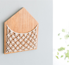HANDMADE Solid Wood & Macrame Wall Pocket Unique Decor Rustic | eBay