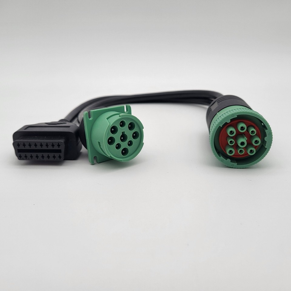 J1939 Splitter 9 Pin Green Type 2 Male Plug to Female and 16 Pin OBD2 Y ...