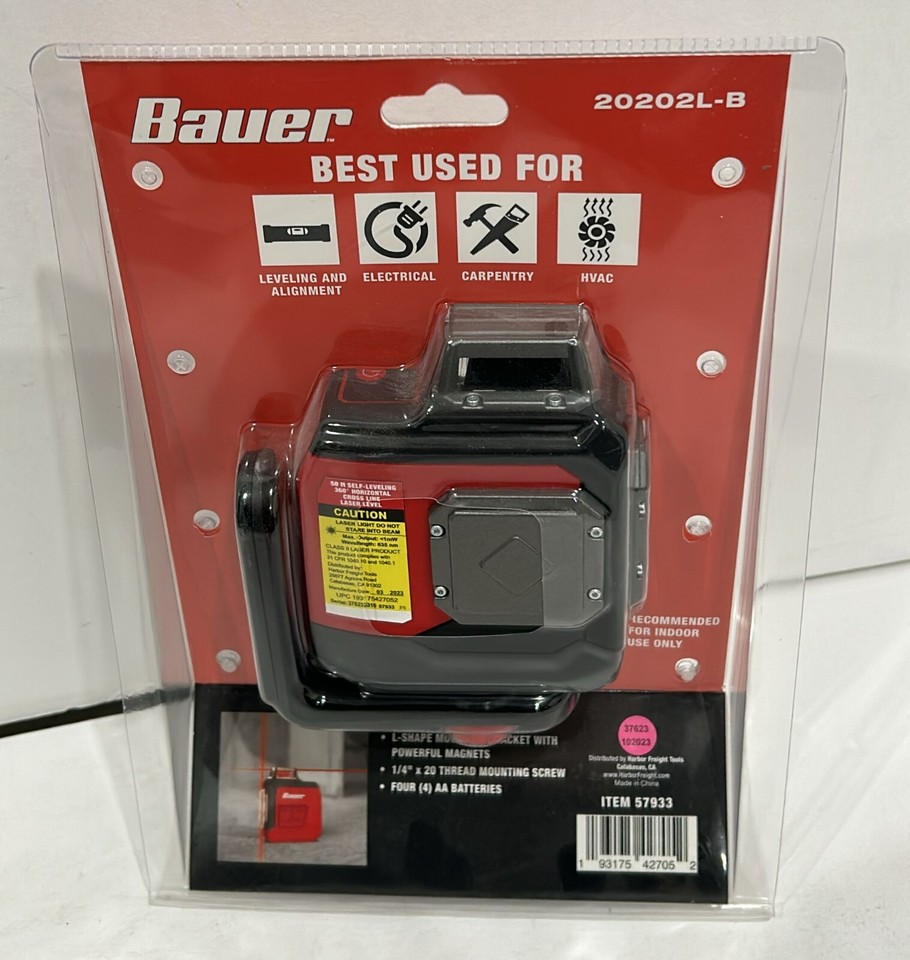 Bauer 20202l-B 50ft Self-Leveling 360 Horizontal Cross-Line Laser Level ...