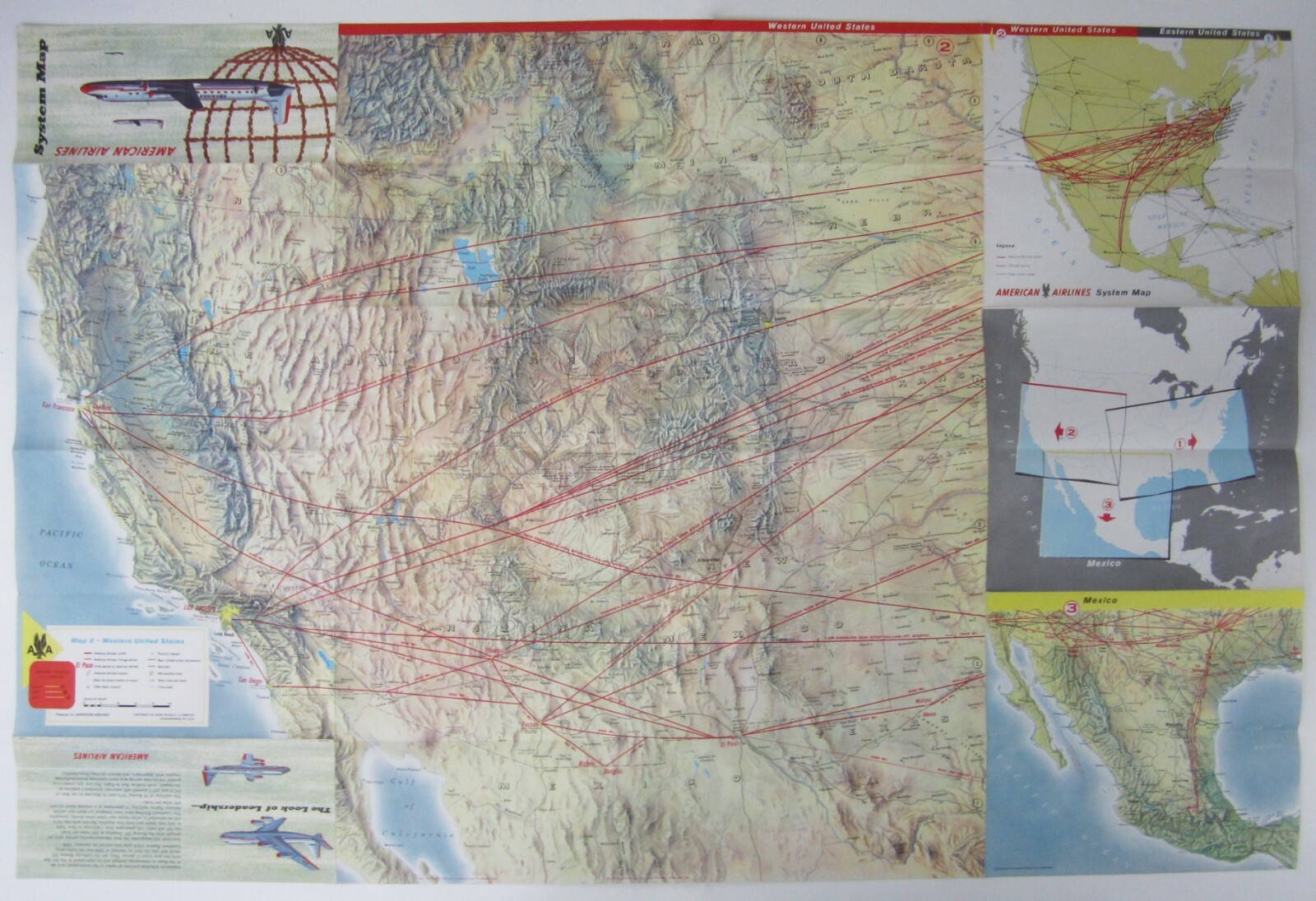 Vintage American Airlines Jet Log Flight Route Map Douglas DC7 Boeing ...