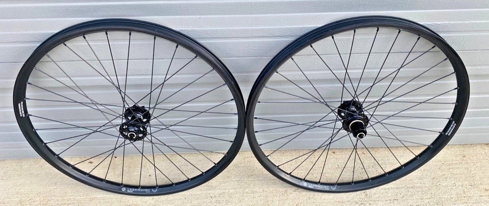 Black 26" bike wheels WTB Laserdisc 27mm inner 6 bolt disc, QR or thru ...