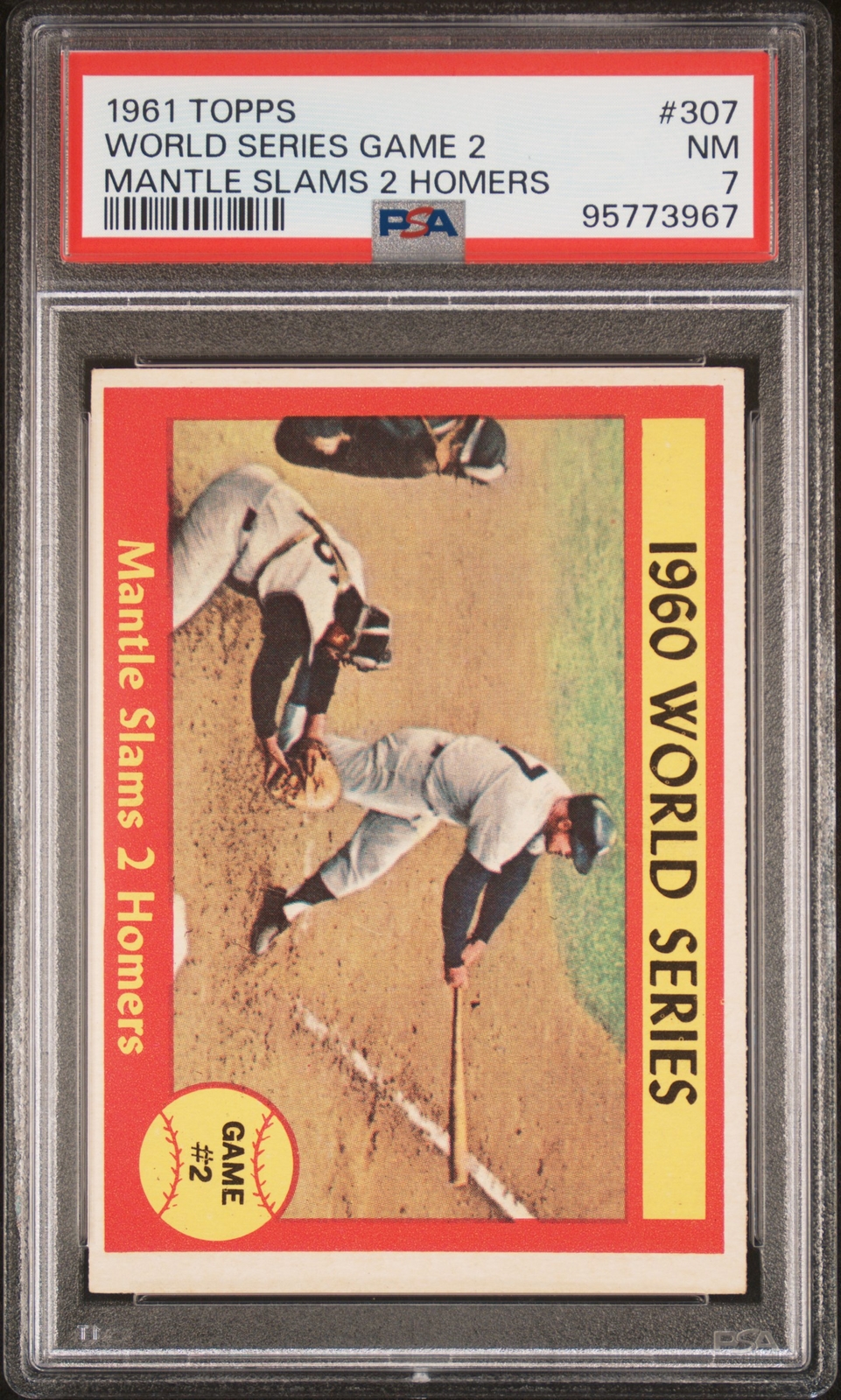 1961 TOPPS MANTLE SLAMS 2 HOMERS #307 WORLD SERIES GAME 2 PSA 7 | eBay