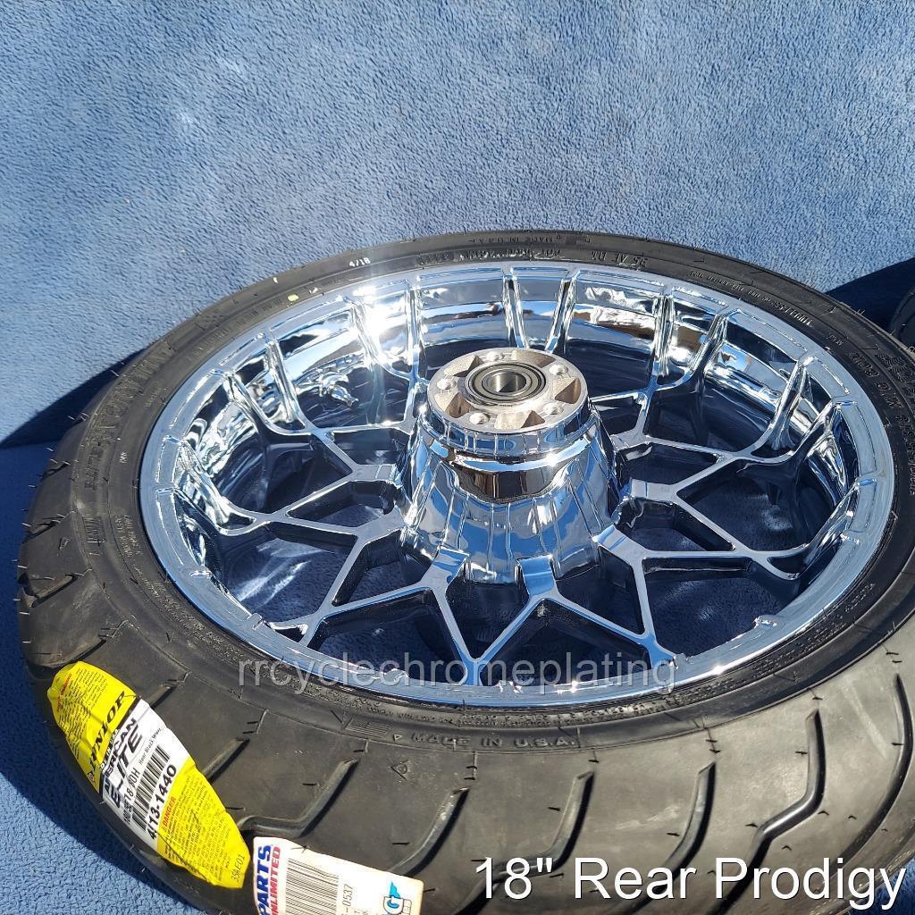 Harley Chrome 21" F 18" R Prodigy Wheels Dunlop Tires Rotor 09-23 ...