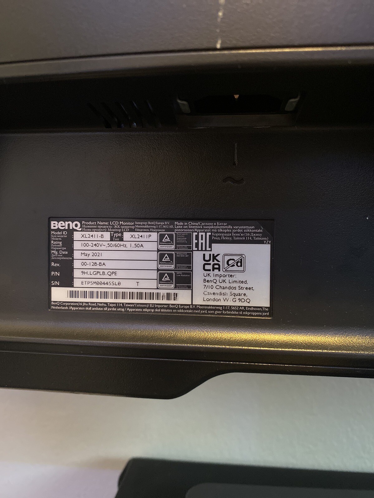 GAMING MONITOR 144hz BenQ XL2411P(white Paint On Back Of Monitor) | eBay UK