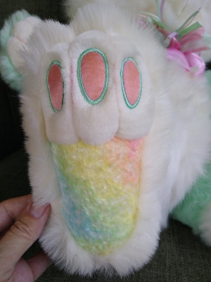 Dan Dee Hoppy Hopster Easter Bunny Rabbit Plush Green with Rainbow Feet ...