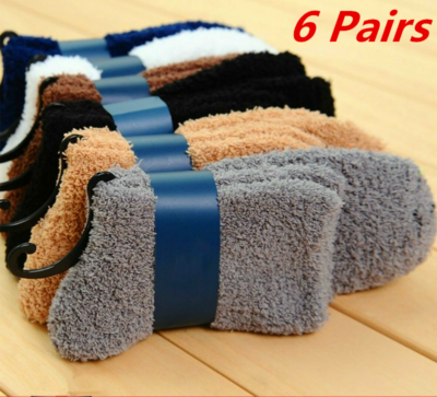 6 Pairs Cosy Bed Socks Mens Fluffy Home Sock Thick Indoor Winter Warm ...